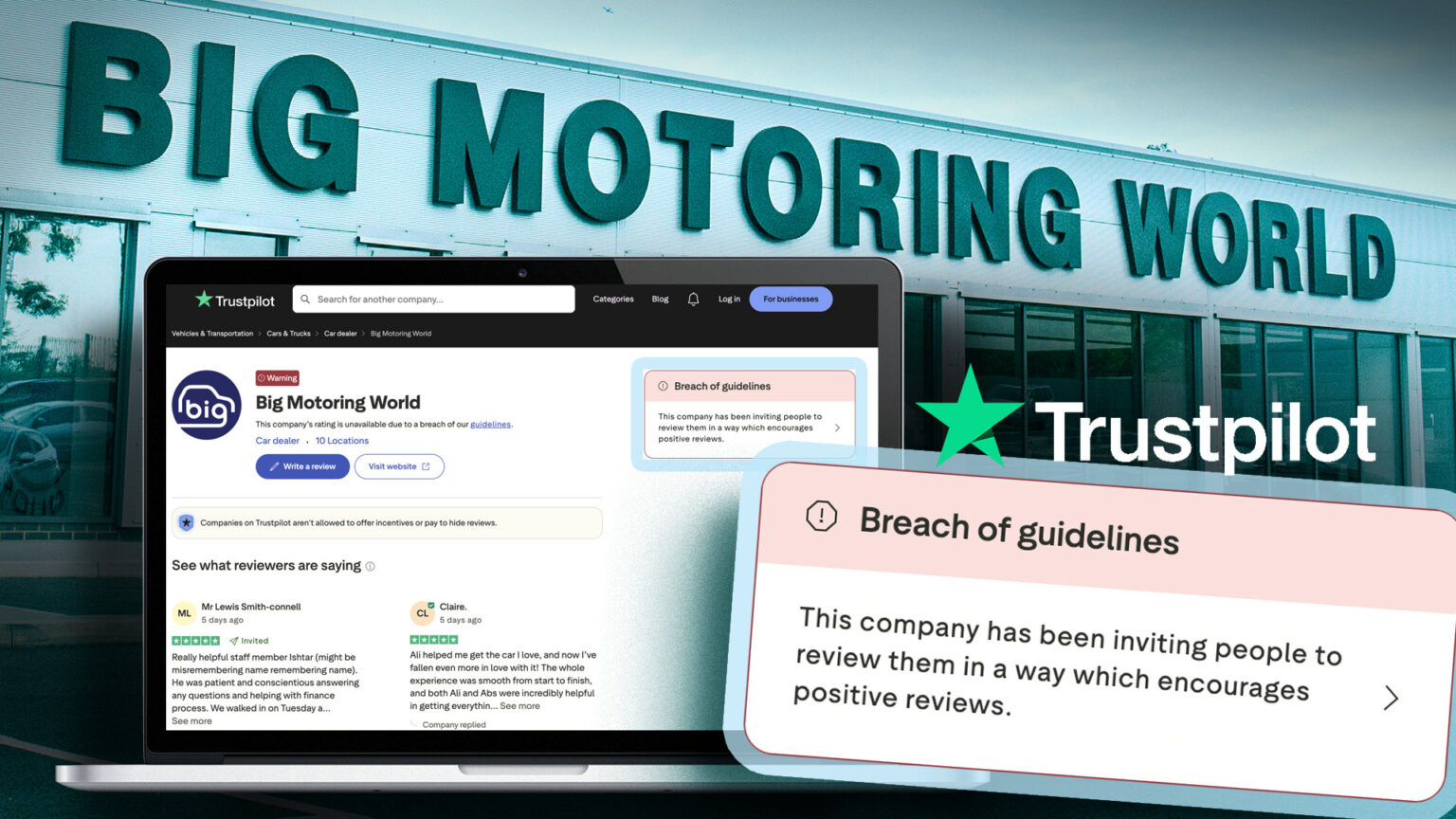 Car supermarket Big Motoring World has reviews suspended on Trustpilot ...